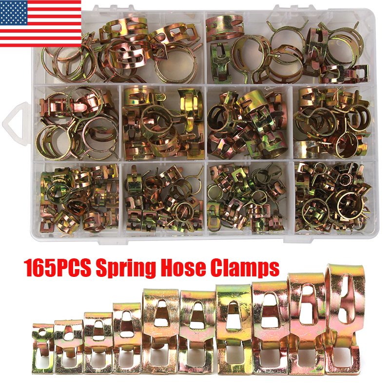 50X Assorted Spring Hose Clip Fastener Set Fuel Water Line Pipe Air ...