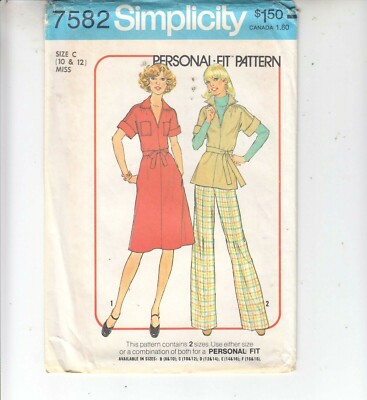 Simplicity 7582 Pullover Dress Top Pants Personal Fit Sewing Pattern 10 ...
