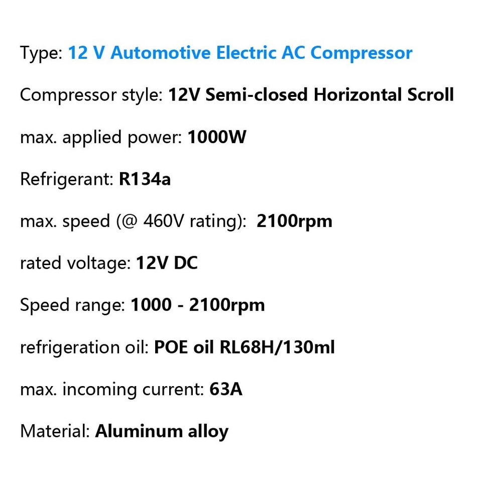 AC Scroll Compressor Universal 12V Electric Car Air Conditioner ...