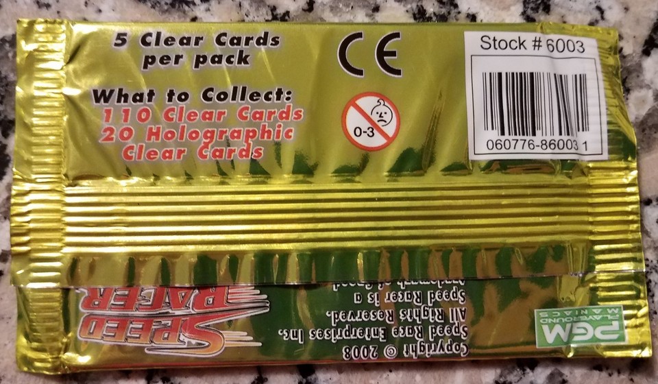 2008 PGM SPEED RACER Collectible Clear Card Pack Game 5 Trading Cards ...