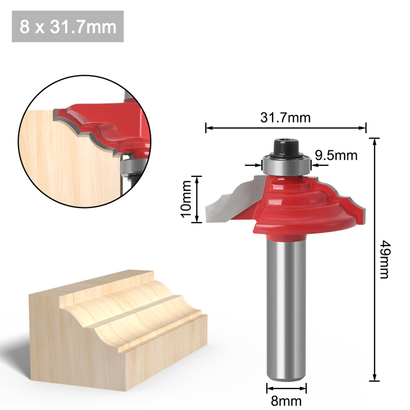 Miter Router Bit Sharp Edge High Precision 8mm Round Shank Carbon Steel ...
