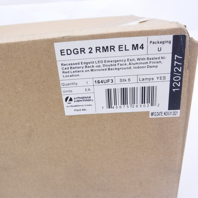 Lithonia Lighting Exit Sign EDGR 2 RMR El M4 Double Face for sale ...