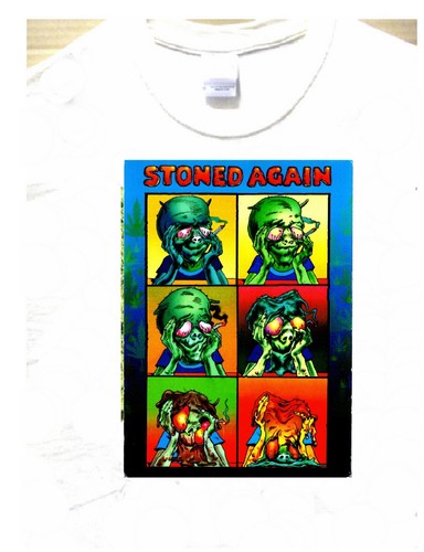 "STONED AGAIN" T-shirt -Full-color print on 100% Natural cotton | eBay
