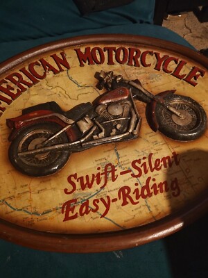 Vintage American Motorcycle Plaque Sign Swift-Silent Easy-Riding Wooden ...
