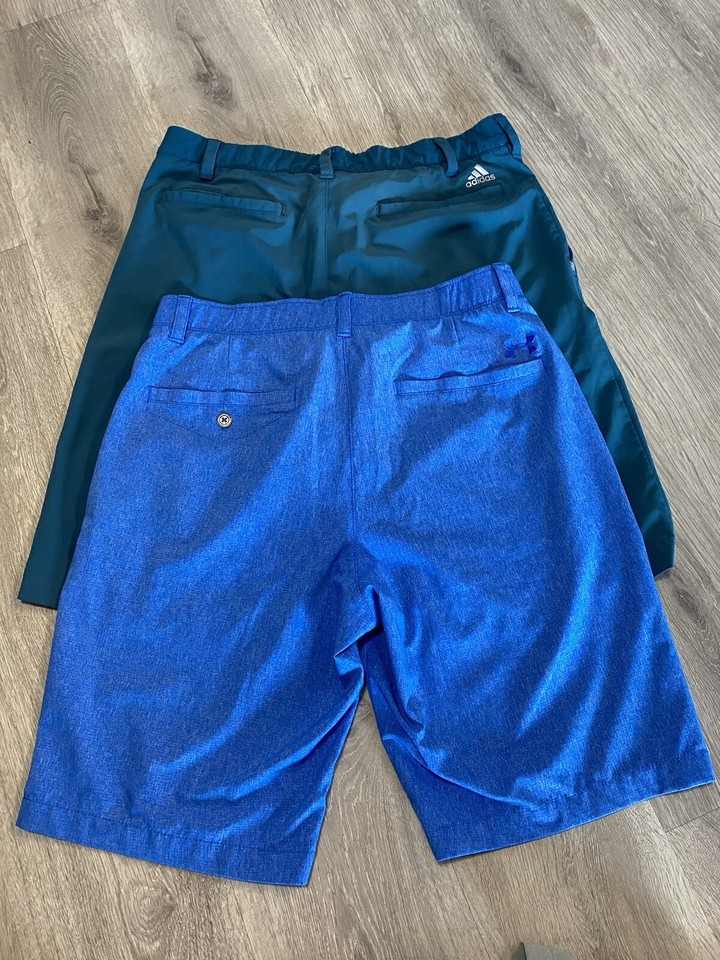 LOT 2 Mens Golf Shorts 32 Under Armour Adidas Blue Teal Dri Fit | eBay