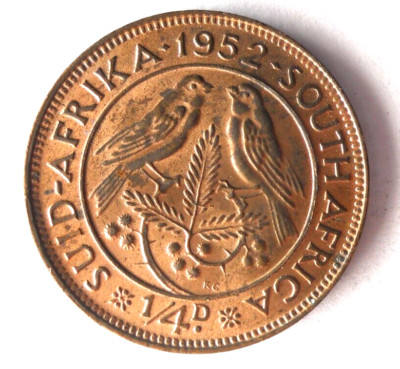 1952 SOUTH AFRICA FARTHING - AU - Excellent Coin - FREE SHIP - South ...
