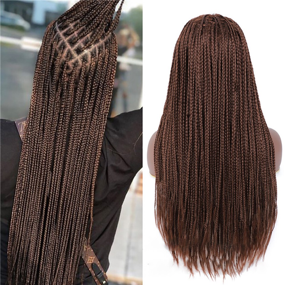 26" Thin Box Braids Wigs for Black Women Full Braids Wigs Party Wigs ...