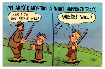 Vintage 1940s - Funny WW2 Army Solider Comic Cartoon Postcard (Posted ...