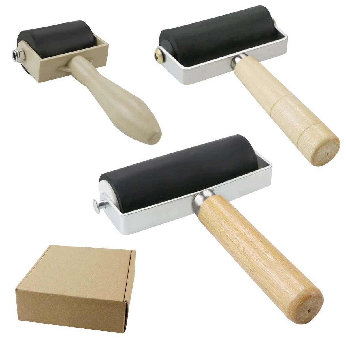 Lino Ink Rubber Roller, Set Of 6 (6 & 10cm), Ink Brayer Roller Perfect ...