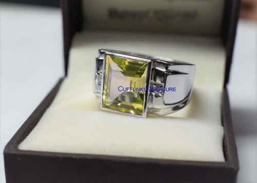 Natural Lemon Quartz & CZ Gemstones with 925 Sterling Silver Ring For ...