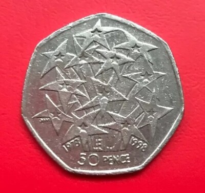 50p Pence 1998 EURO Stars 1973-1998 Coin 50 percent gocirculated VE ...