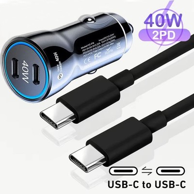 Double Type-C 40W Fast Charging Car Charger For iPhone 17 16 15 14 13 ...