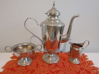 Vintage Norwegian Tea Set Teapot w/C& Sugar Karfsett Solvfarget ...