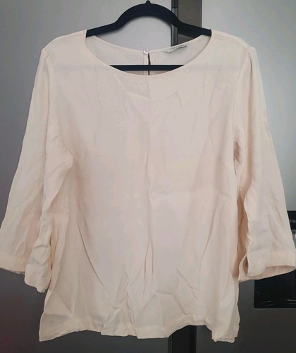 Jacques Vert Womens Ecru Top UK12 EU40 US8 Blouse 3/4 Slit Sleeve ...