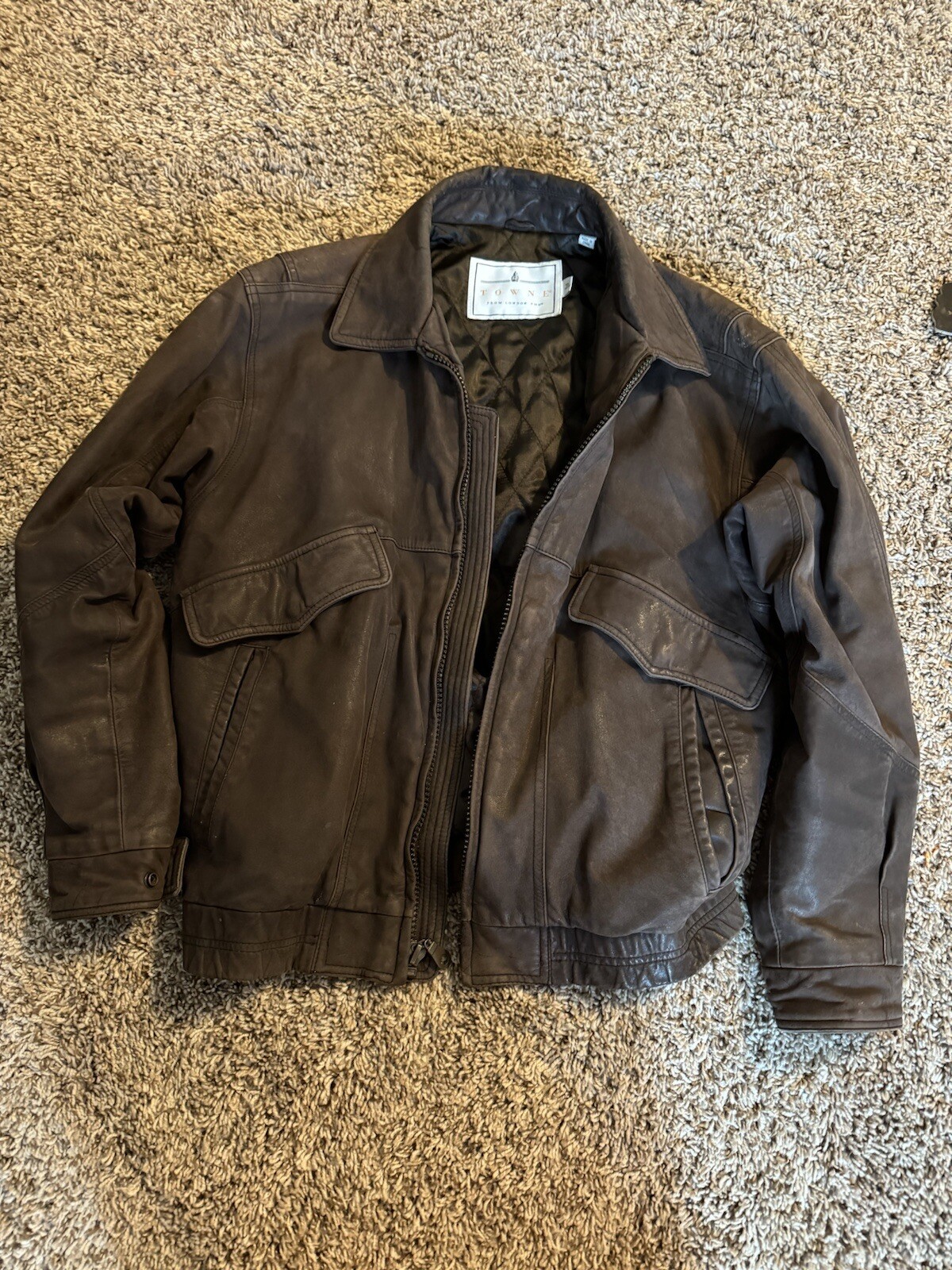 London Fog Men’s Leather Bomber Jacket - Gem