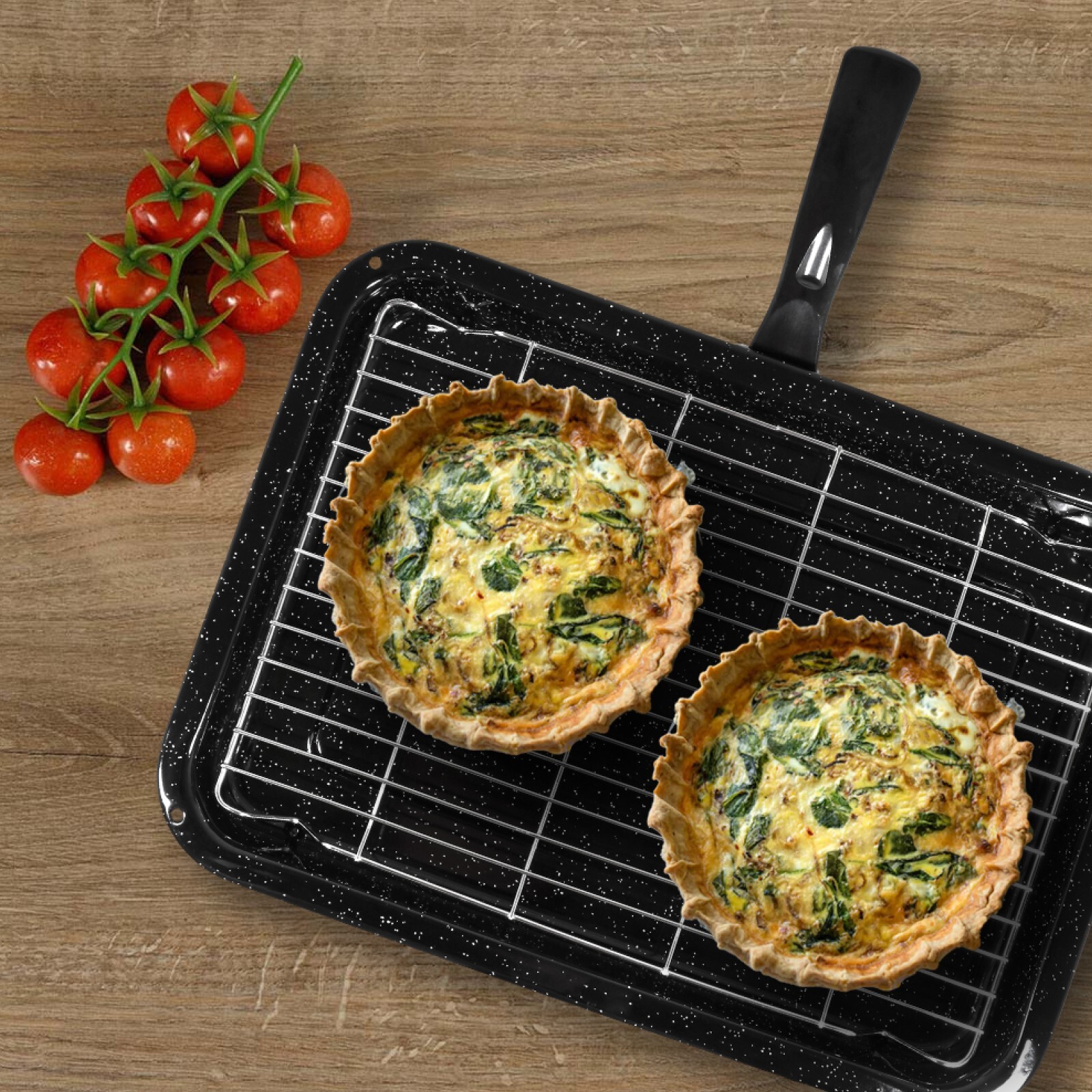 Premium Single Handle Enamelled Grill Pan & Rack for NEFF Oven Cooker ...