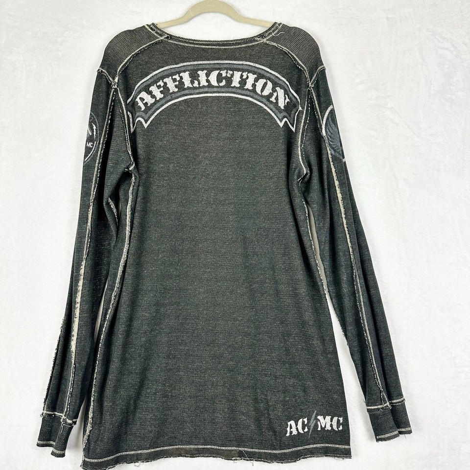 Affliction Wicked Reversible Thermal Shirt Size XXL Jesse Pinkman Skull ...