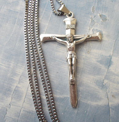 BOLD Holy Nails Crucifix Cross Medal Pendant Catholic 2 1/2"~Italy | eBay