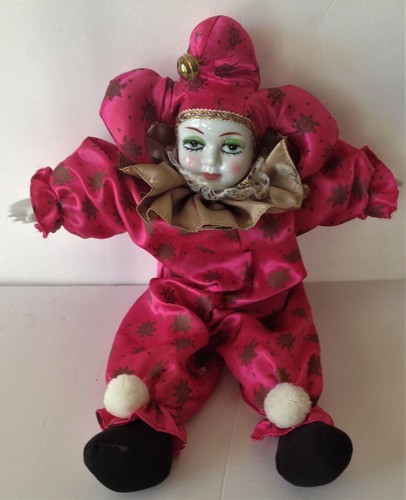 COURT JESTER Clown DOLL Sits Ceramic Porcelain? HEAD & HANDS | eBay