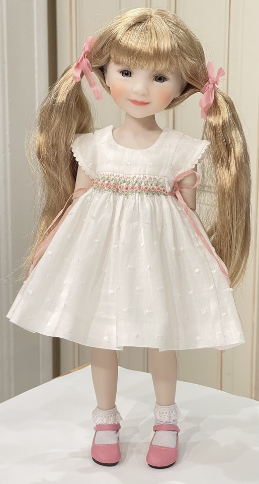 Boneka Smocked Swiss Dot Cotton Dress for 14.5" Ruby Red Fashion Friend ...