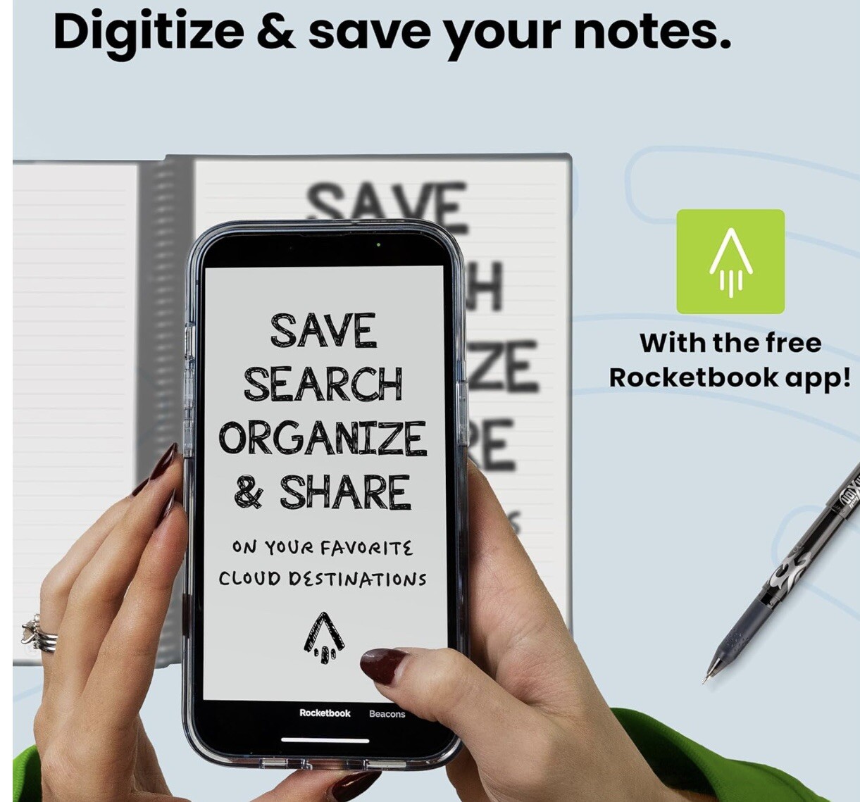 Rocketbook, Everlast Letter Size Smart Reusable Notebook - Neptune Teal ...