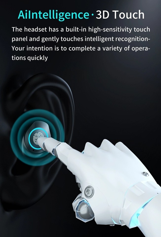 Bluetooth 5.1 True Wireless Touch Control Headphones Waterproof Earbuds ...