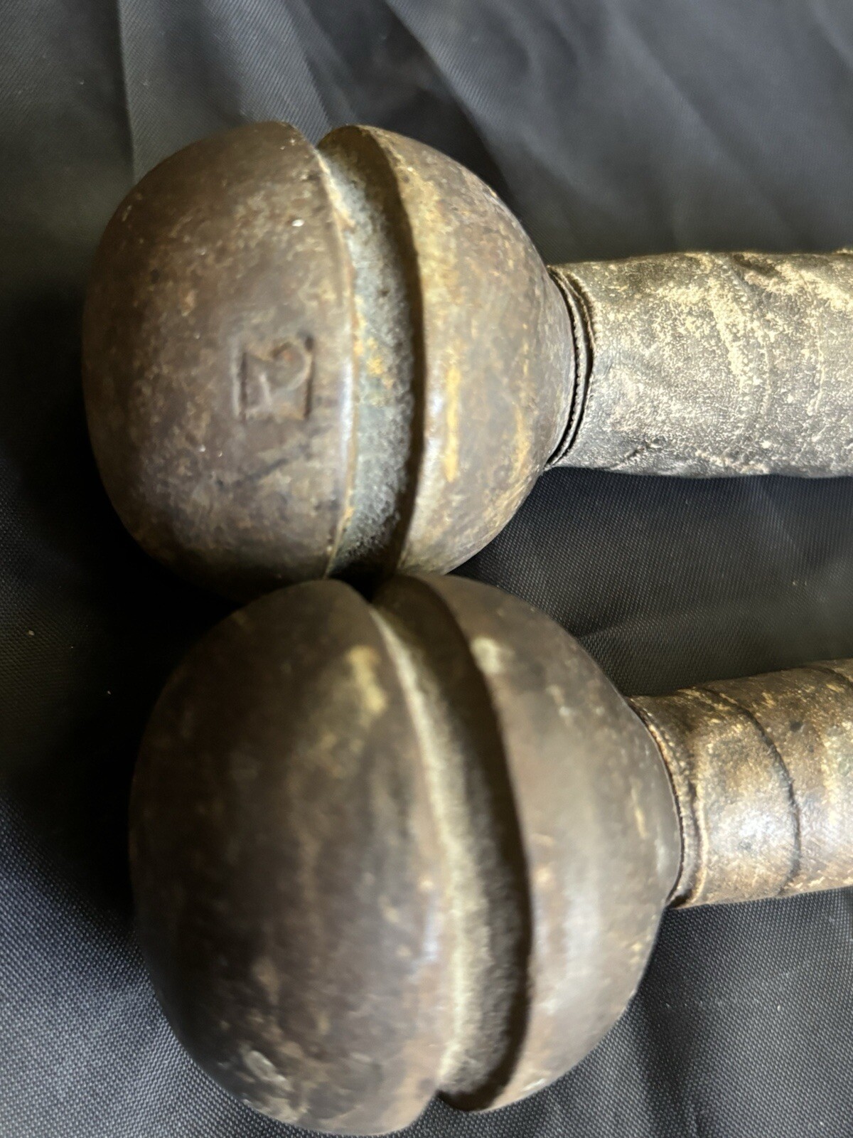 Antique Pair Metal Barbells Hand Weights Vintage Exercise Weights 6.5 ...