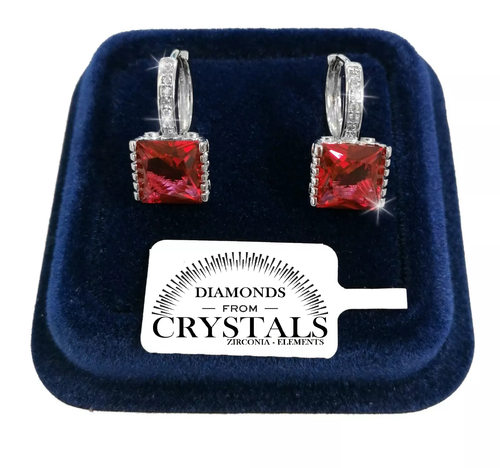 Boucles Punto Luce Carré Pl.oro Rouge 18K avec des Cristaux Zircons ...
