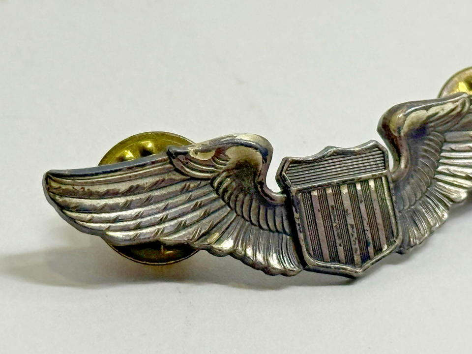 Vintage WWII US Army Air Corps Pilot Wing S-21 Sterling Silver Pin 2 ...