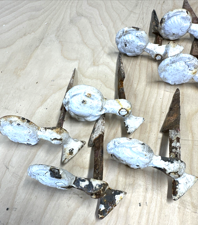 Antique 8 Piece Cast Iron Seashell Motif Shutter Dog Holders Clam Shell ...