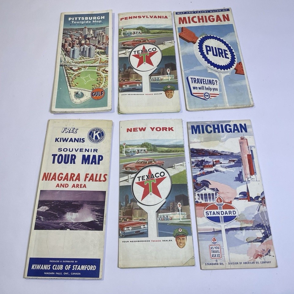 Vintage Map Lot Mostly Gasoline Road Maps United States Gulf Pure ...
