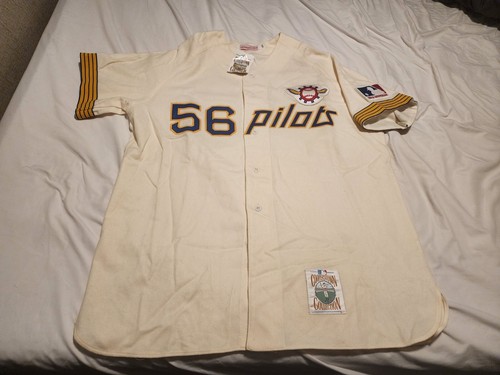 100% Authentic Vintage Mitchell & Ness Seattle Pilots Jim Bouton Jersey ...