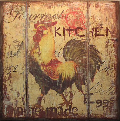 New Rooster Gourmet Kitchen Wooden Sign Country Farm Rustic Distressed ...