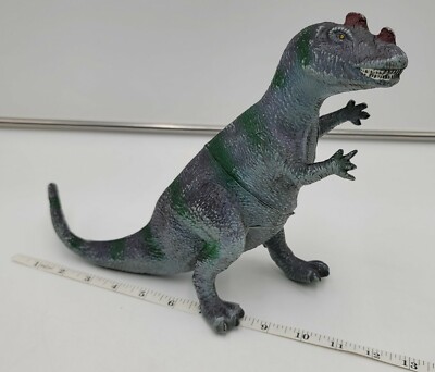 Vintage Jurassic Chinasaur Ceratosaurus Plastic Dinosaur Toy Blue Made ...