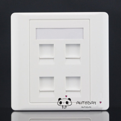 Wall Socket 4 Port Network LAN CAT6 RJ45 & RJ11 Telephone Outlet Panel ...