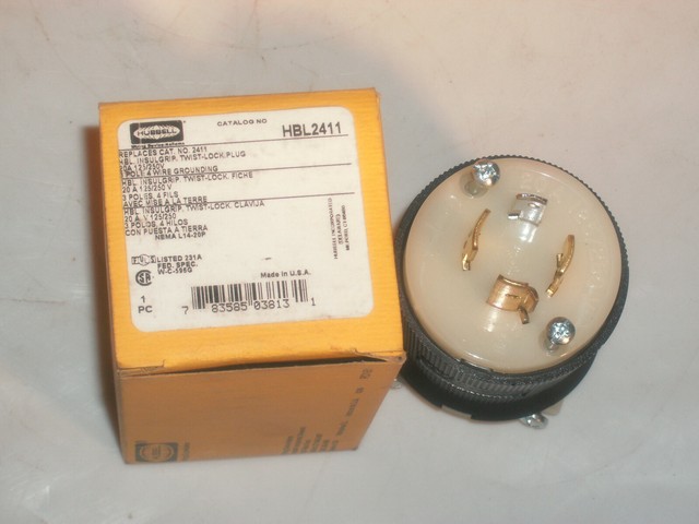 HUBBELL 2411 TWIST-LOCK PLUG NEMA L14-20P 20A 3PH 125/250V 3P 4W ...