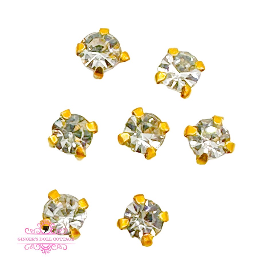 4mm Mini Clear Sew On Gold Crystal Rhinestones Doll Clothes Sewing ...