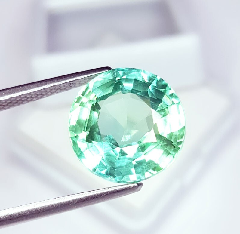 Loose Gemstone Natural Green Sapphire 8 Ct Untreated Certified Round ...