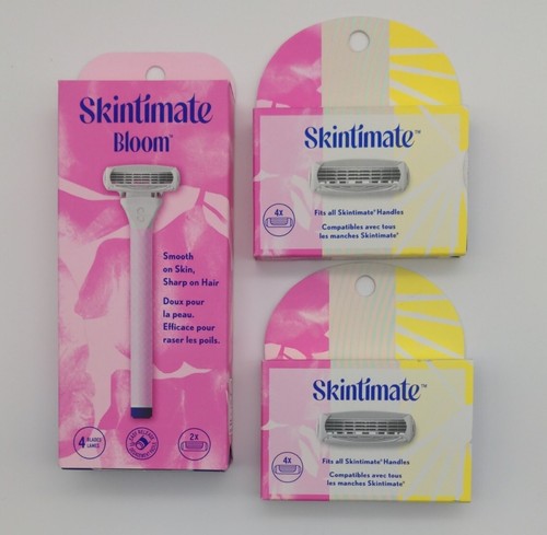 NEW! Lot of Skintimate Bloom Women's Pink Razor Handle + 10 Cartridges ...