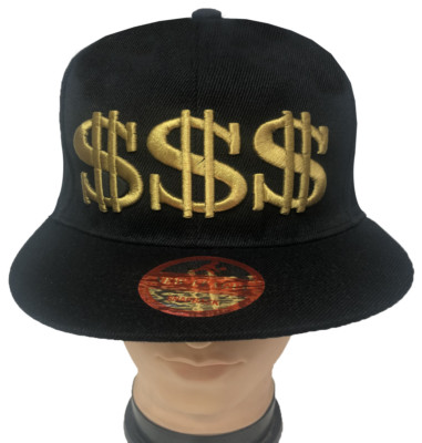 DOLLAR SIGN Snapback Flat Brim Cap Adjustable Baseball Hat LOT Free ...