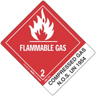 4" x 4-3/4" Flammable Gas - Compressed Gases, Flammable, N.O.S. UN1954 ...