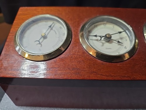Quartz Barometer Table Top Weather Station Wood Box. AA Battery ...