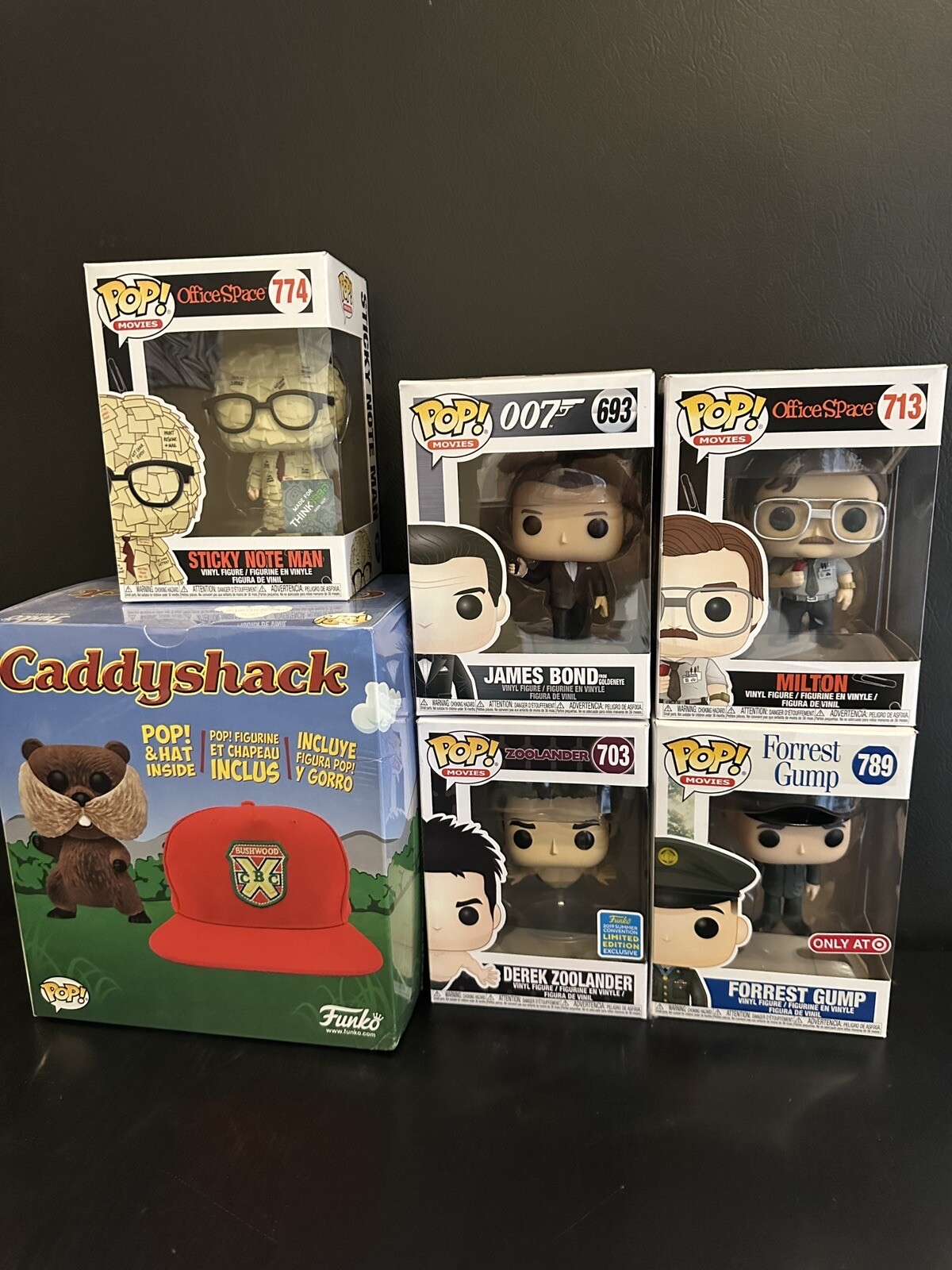 Funko Pop Lot 6 Caddyshack, Office Space Melton, Bond, Forest Gump ...