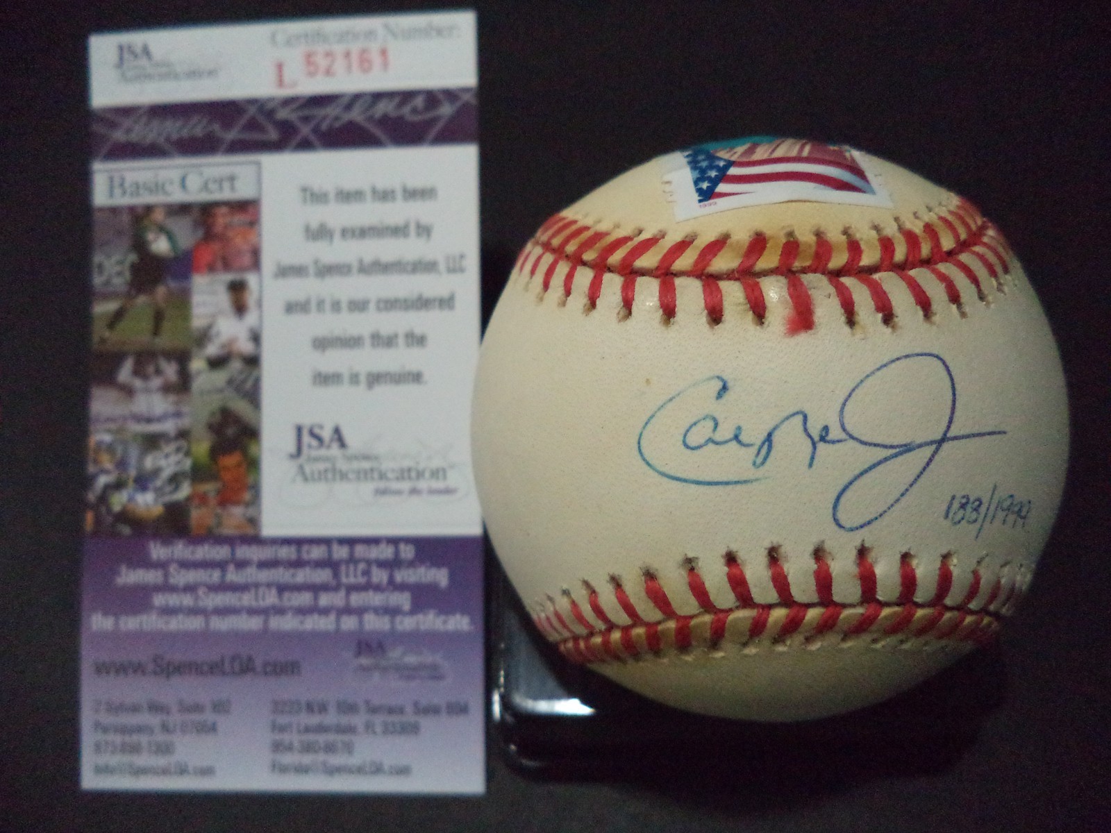 Cal Ripken Jr. Autographed Memorabilia | Signed Photo, Jersey ...