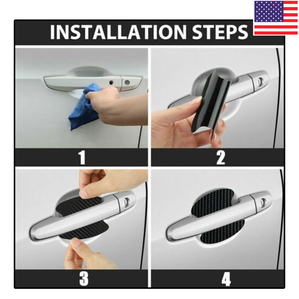 4x Black Car Door Handle Film Sticker Protector Anti Scratch Protect ...