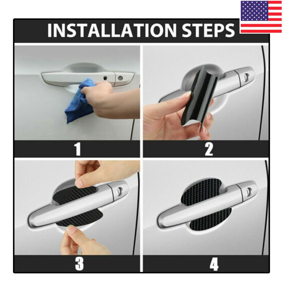 4x Black Car Door Handle Film Sticker Protector Anti Scratch Protect ...