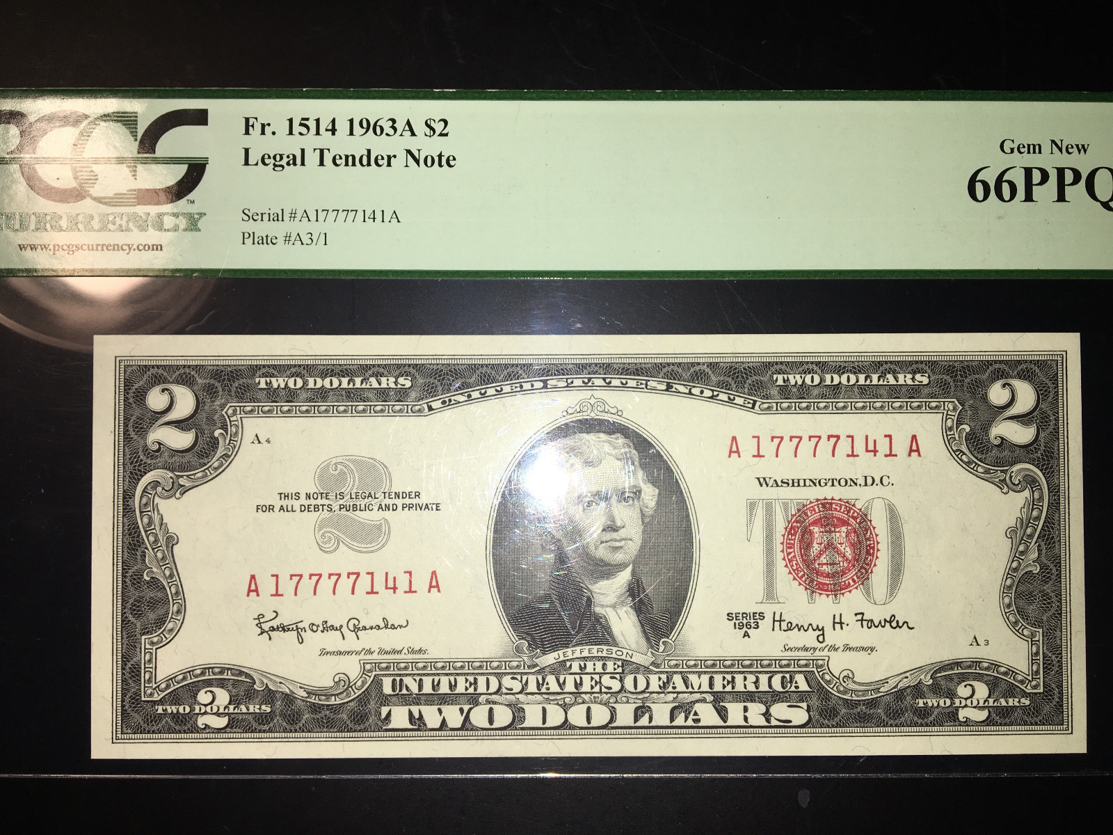 Fancy Serial Number Fr 1514 Lucky SEVENS 7's 1963A $2 LOT of 3 Notes ...