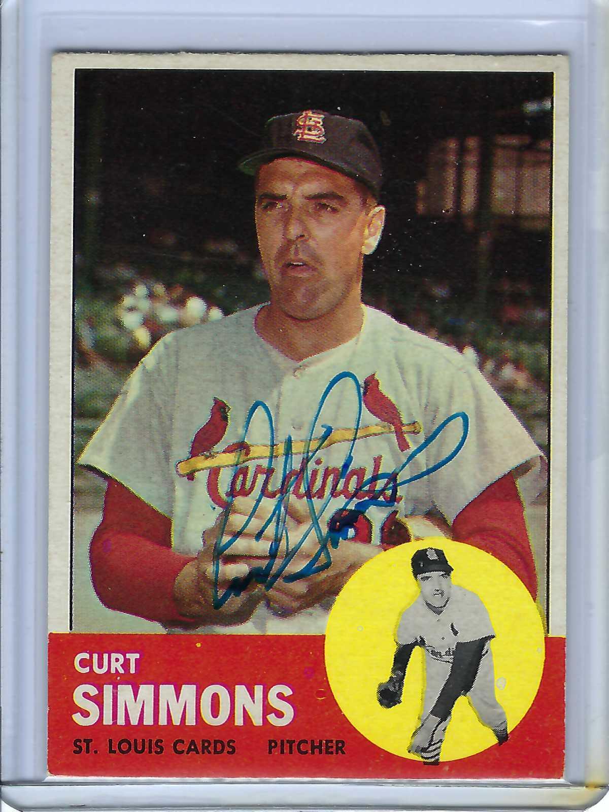 ST LOUIS CARDINALS CURT SIMMONS 1963 TOPPS SIGNED CARD # 22 AUTO | eBay