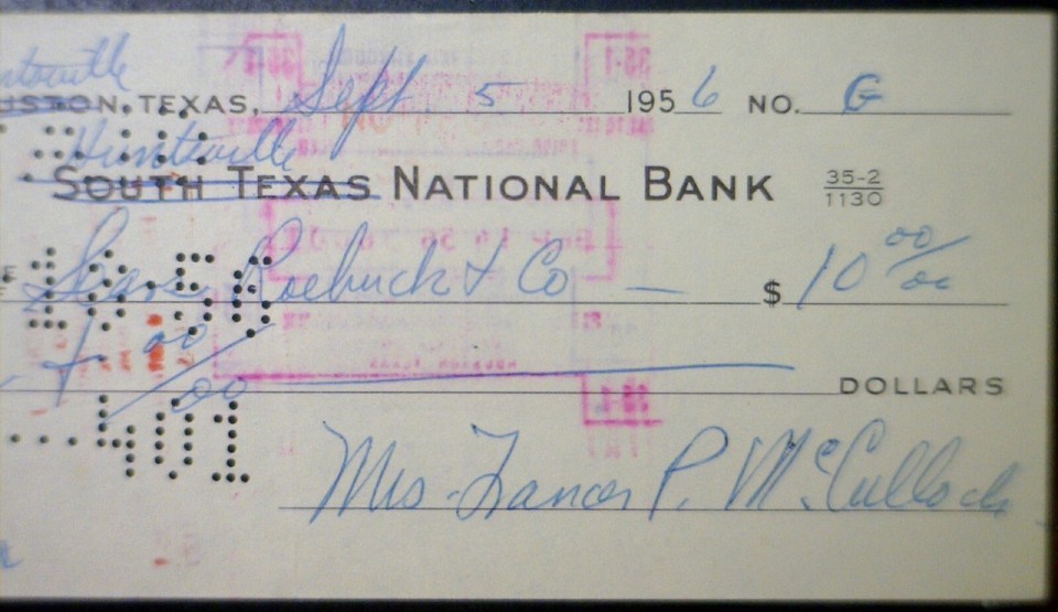 TEXAS Houston Huntsville South TX. National Bank Check FREE SHIP | eBay