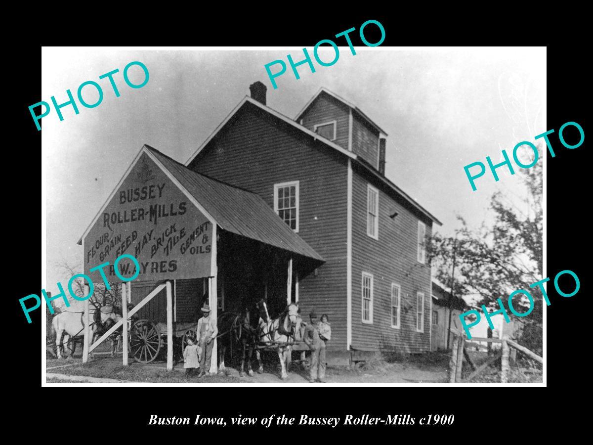 OLD LARGE HISTORIC PHOTO OF BUSSEY IOWA THE BUSSEY ROLLER MILLS c1900 ...
